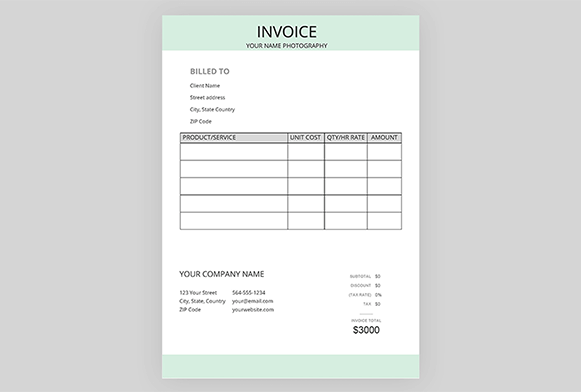 Design Templates Stationery Paper Photography Bill Photography 
