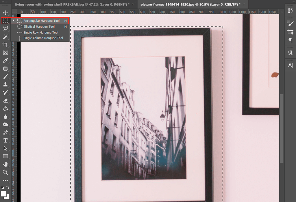 How To Put Image In Perspective In Photoshop Rectangular Marquee Tool