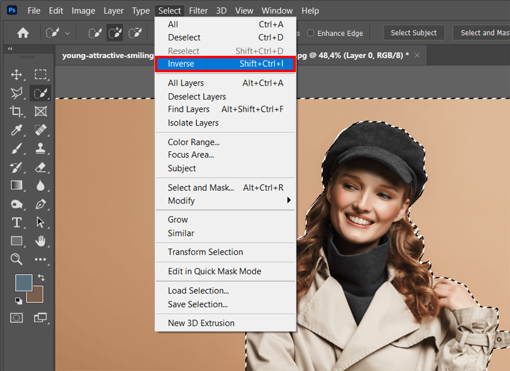 Manipul l Hatalmas Pihen s How To Invert Selection Photoshop B rel 