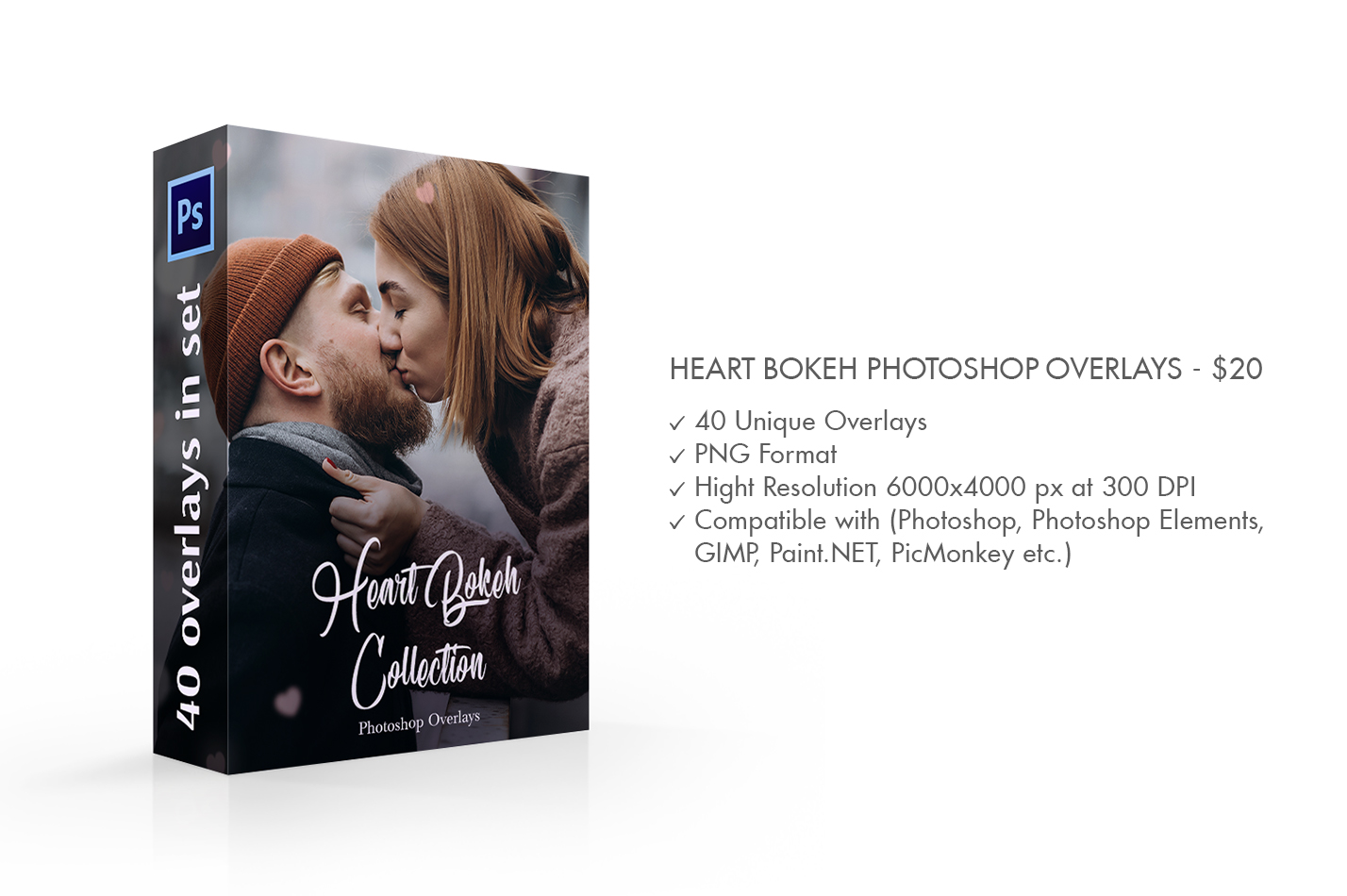 Heart Bokeh Photoshop Overlays